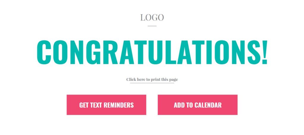 A Confirmation Page Template after signing up for a Conference ...