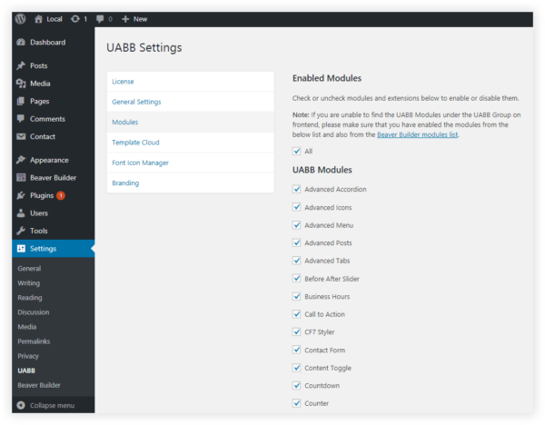How To Enable Disable Modules In Uabb To Reduce Server Requests Ultimate Addons For Beaver