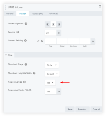 Where will I find the responsive option for the iHover module ...