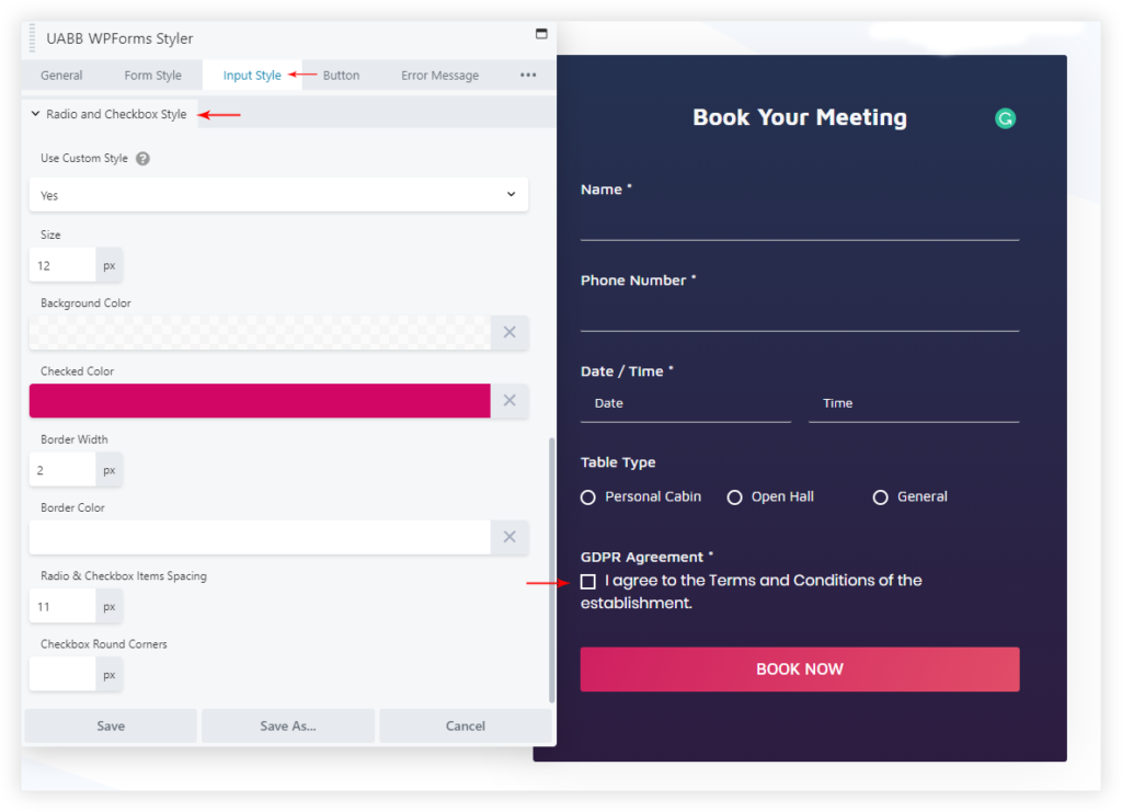 Styling Checkbox Radio Acceptance Controls In Wpforms Styler Module Ultimate Addons For