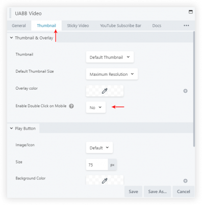 Enable/Disable Double Click on Mobile to Play Video - Ultimate Addons ...